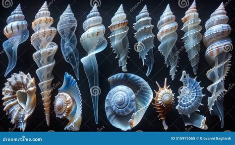 X Ray Scan Of A Seashell Collection Capturing The Unique Shapes And Textures Of Each Shell