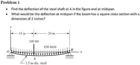 Problem 1 • Find The Deflection Of The Steel Shaft At A In The Figure And At Midspan • What