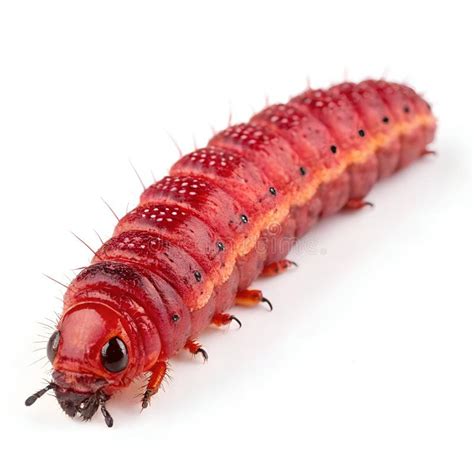 Big Red Caterpillar Close Up Of Insect Larvae Stock Illustration