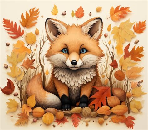 Premium Photo There Is A Fox Sitting In The Middle Of A Pile Of
