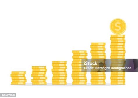 황금 동전 달러와 금융 성장 개념 소득 그래프 벡터 설계의 위 또는 아래쪽 화폐 수집 또는 수익 또는 이익 의 전략의 개념 동전에 대한 스톡 벡터 아트 및 기타 이미지