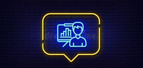 Presentation Board Line Icon Column Graph Sign Neon Light Speech Bubble Vector Stock Vector