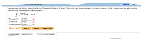 Solved Approximate The Definite Integral Using The Chegg Com