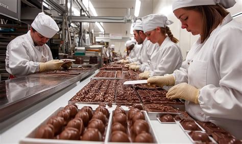 Un Trabajador De Una Fábrica De Chocolate Que Opera Una Máquina