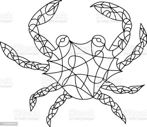 추상적 인 게가있는 스테인드 글라스 스타일의 흑백 일러스트레이션 색칠 공부 책 및 색칠 공부 페이지에 대한 이미지입니다 0명에 대한 스톡 벡터 아트 및 기타 이미지 Istock