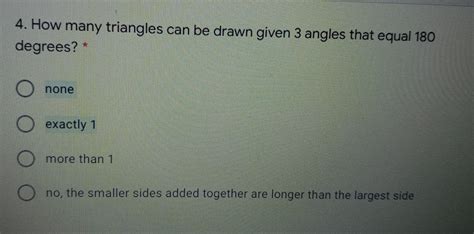 Solved How Many Triangles Can Be Drawn Given 3 Angles That Equal 180