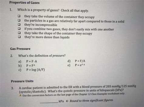 Solved Properties Of Gases Which Is A Property Of Gases Worksheets Library