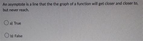 Solved An Asymptote Is A Line That The The Graph Of A Chegg Com
