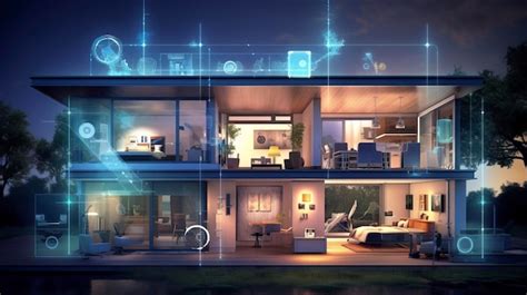Premium Photo Smart Home System Neon Generation Ai