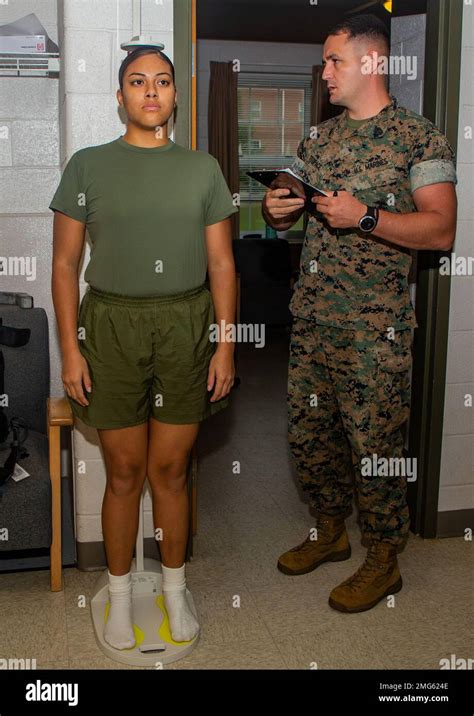 A Us Marine Participates In A Body Composition Assessment On Aug 22