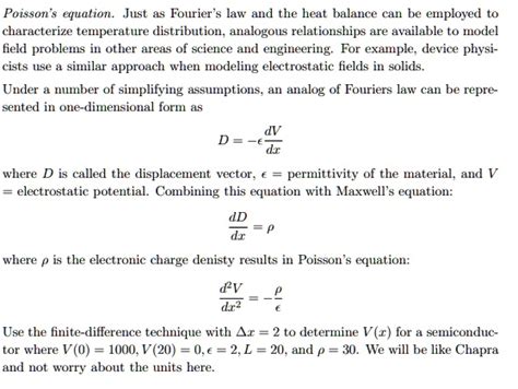 Solved Poissons Equation Just As Fouriers Law And The Heat Balance Can Be Employed To