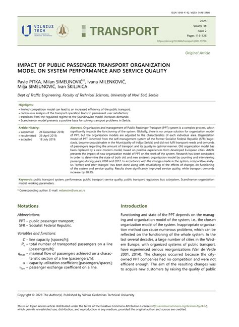 Pdf Impact Of Public Passenger Transport Organization Model On System