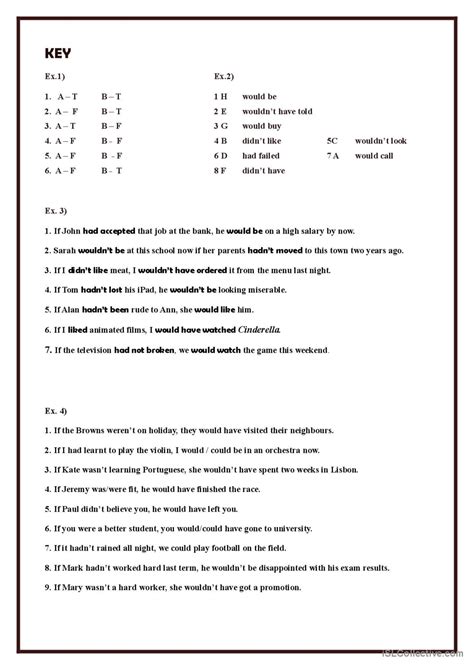 Mixed Conditionals Exercises Gener English ESL Worksheets Pdf Doc