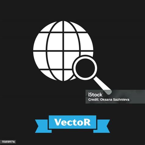 검은 색 배경에 고립 된 지구 아이콘이있는 흰색 돋보기 세계를 분석 전역 검색 기호입니다 벡터 일러스트레이션 0명에 대한 스톡 벡터 아트 및 기타 이미지 Istock
