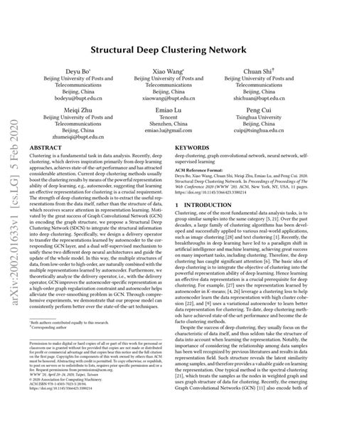 Structural Deep Clustering Network DeepAI
