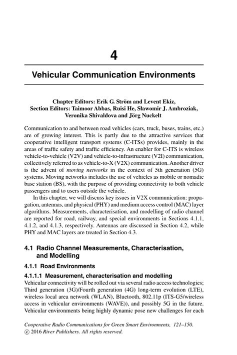 Pdf Vehicular Communication Environments