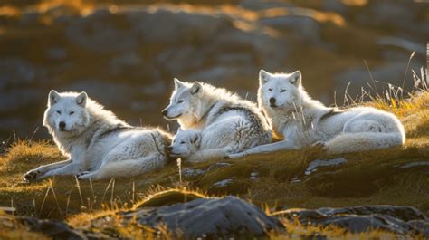 Arctic Wolfs Enjoying The Morning Sun Canis Lupus Arctos Background Wolf Nature Arctic Wolf