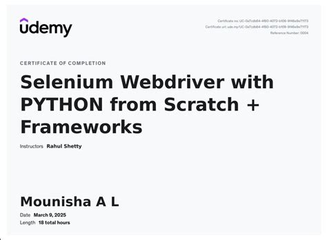 Ive Successfully Completed Selenium Webdriver With Python From Scratch Frameworks
