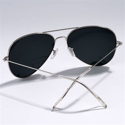 Unisex Black Glass And Silver Frame Aviator Sunglasses Royaltail