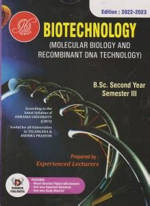 Biotechnology Molecular Biology And Recombinant DNA Technology For B Sc Second Year Rd