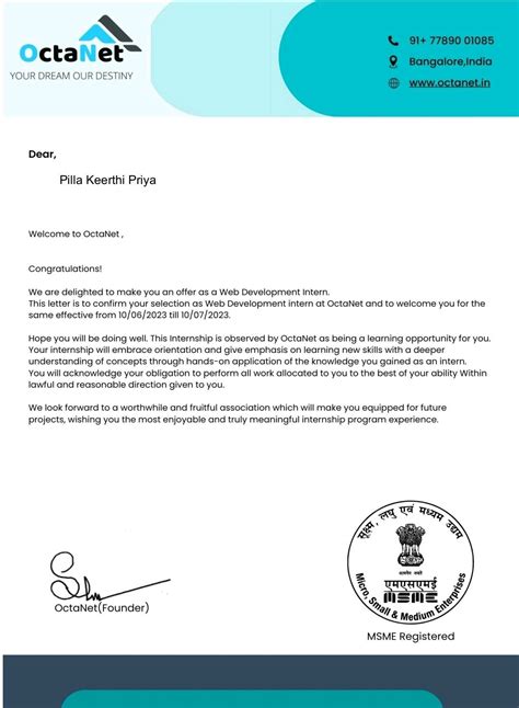 Pilla Keerthi Priya On Linkedin Connections Intership Octanet Webdeveloper