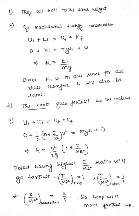a hoop a solid disk and a solid sphere all with the same mass and