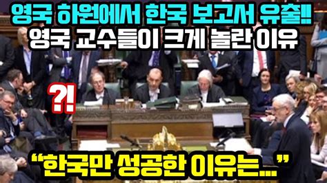 영국 하원에서 한국 보고서 유출 영국 교수들이 크게 놀란 이유 Youtube