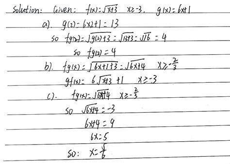Solved The Functions F And G Are Defined By Fx Square Root Of X3 X ≥ 3 Gx6x1 A Evaluate