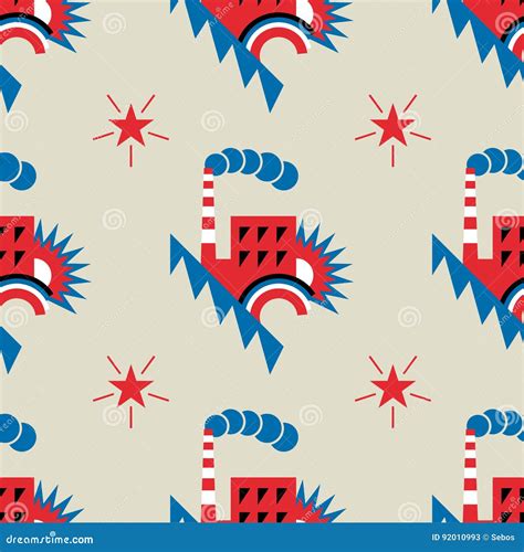 Seamless Factory Pattern In Constructivism Soviet Style Vector Vintage