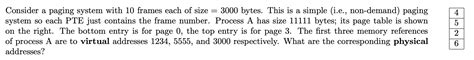 solved consider a paging system with 10 frames each of size