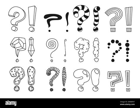 Doodle Exclamation And Question Marks Sketch And Hand Drawn