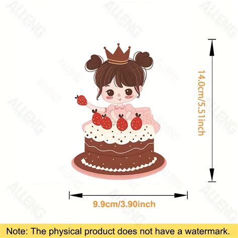 앨런지 브랜드 생일 케이크 데칼 딸기 초콜릿 디자인 Pvc 소재 무광택 자체 접착 비닐 스티커 자동 Temu Korea