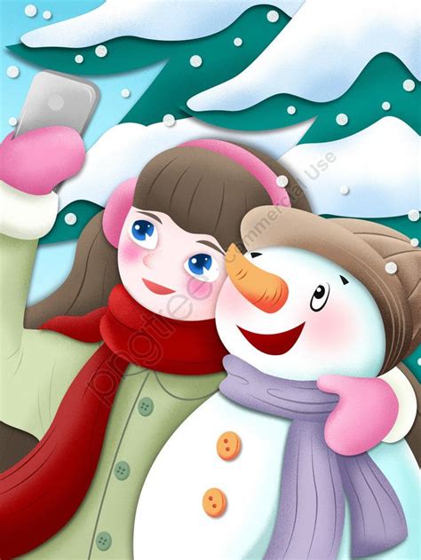 음력 설원 소녀 일러스트 눈사람 신선한 잘라 종이 그림 태양 용어 폭설 소녀 일러스트 Pngtree 로열티 무료 Cut Paper Illustration