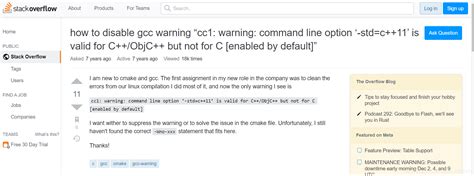 报错command line option ‘ std c11‘ is valid for c objc but not for c [warning] command line
