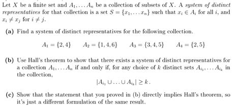 Solved Let X Be A Finite Set And Ai An Be A Collection Of Chegg Com