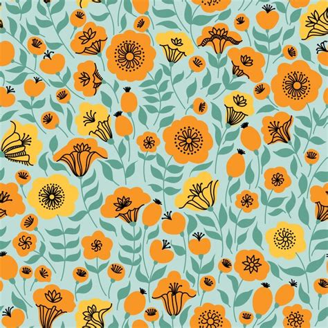 꽃과 우아한 완벽 한 패턴 프리미엄 벡터