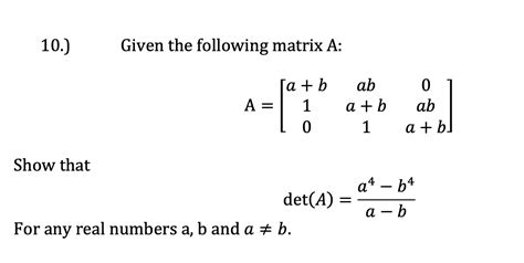 Solved 10 Given The Following Matrix A Chegg Com
