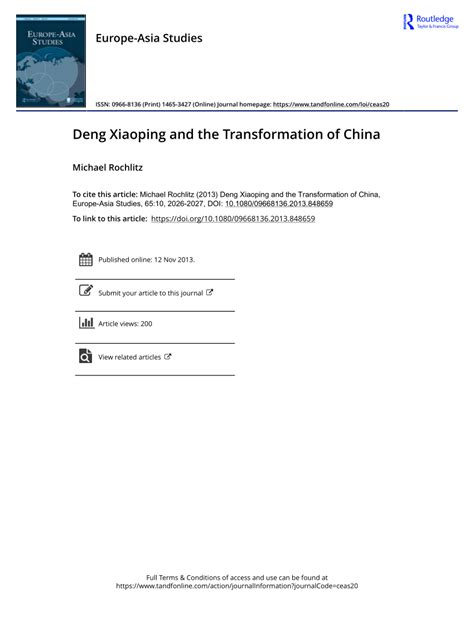 Pdf Deng Xiaoping And The Transformation Of China
