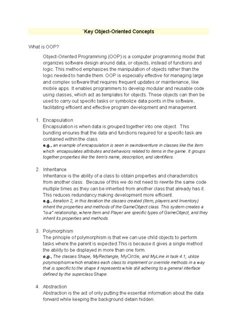 Key Object Oriented Concepts `key Object Oriented Concepts What Is