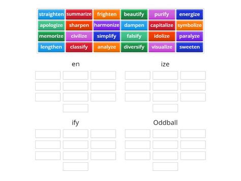 Sort 11 Verb Suffixes En Ize Ify Group Sort