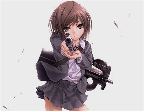 Ragazza Base Anime Con Pistola