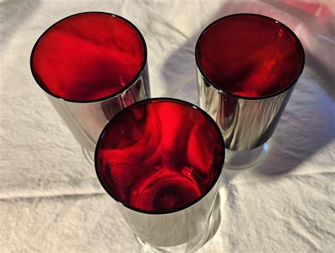 Luminarc Arcoroc Ruby Red Wine Goblets With Crystal Stem Set Of 3 Etsy