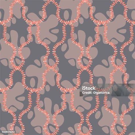 어두운 배경에 회색 분홍색 해초 이음새가 없는 무늬 물결 모양의 해초 0명에 대한 스톡 벡터 아트 및 기타 이미지 0명 그래픽 프린트 꽃무늬 Istock