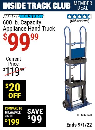 Haul Master 600 Lbs Capacity Appliance Hand Truck For 99 99 Harbor