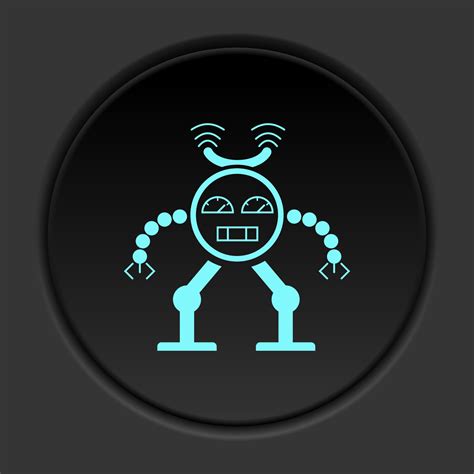 Dark Button Icon Robot Technology Button Banner Round Badge Interface For Application