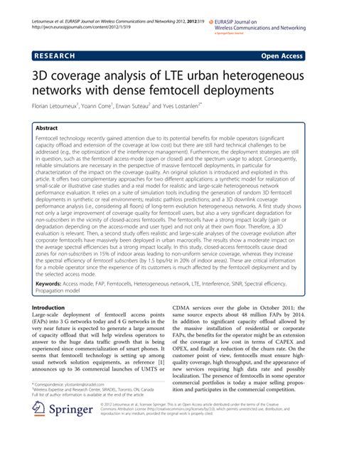 Pdf 3d Coverage Analysis Of Lte Urban Heterogeneous Networks With