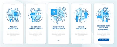 Types Of Diversity Blue Onboarding Mobile App Screen Differences Walkthrough 5 Steps Editable