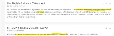 New Pi 4 8gb Bookworm SSH Over Wifi Raspberry Pi Forums