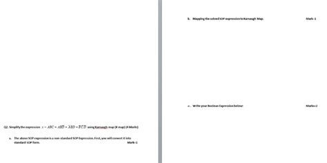 Solved B Mapping The Solved Sop Expression To Karnaugh Map