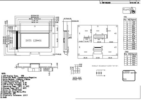 STN FSTN DFSTN 128x64 Dot Matrix LCD Display With FPC Connector